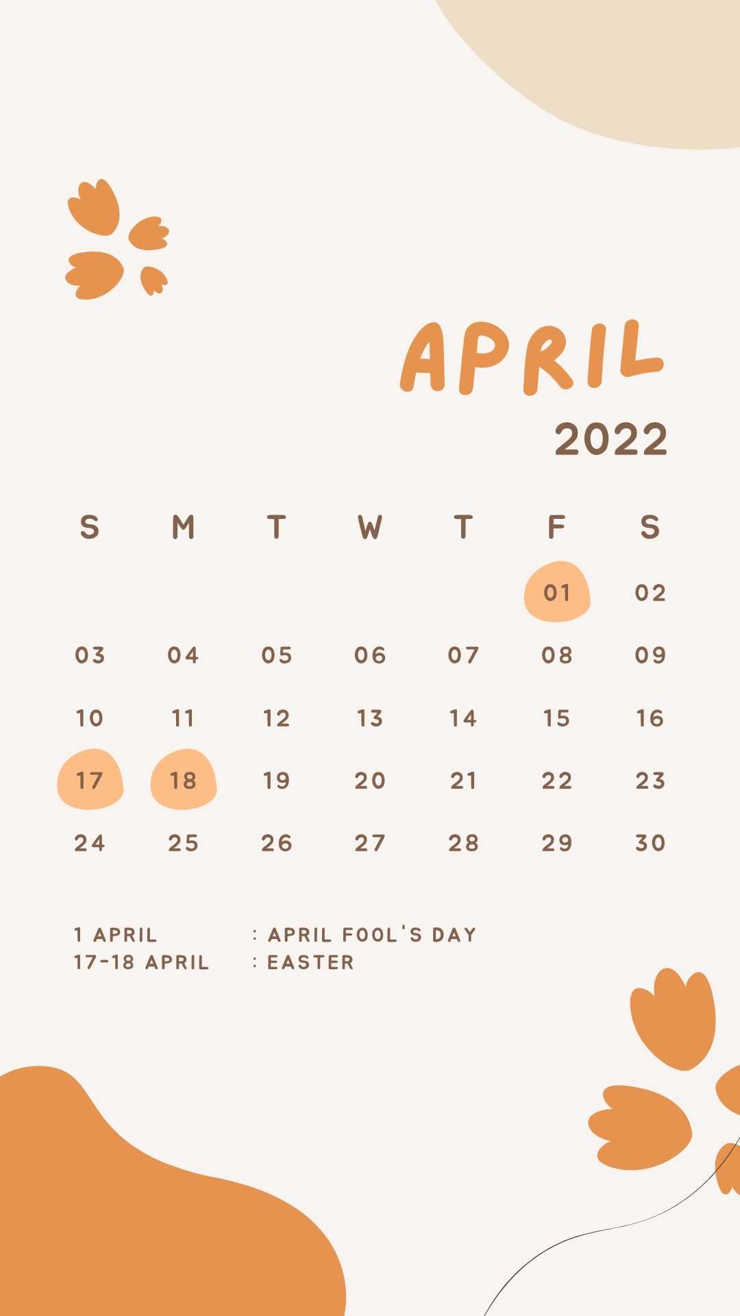 April 2022 Calendar Printable Horizontal